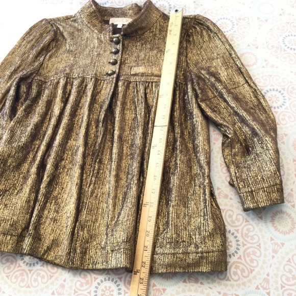 LaRok | Sweaters | Larok Metalic Gold Cardigan Sweater 34 Sleeve L ...